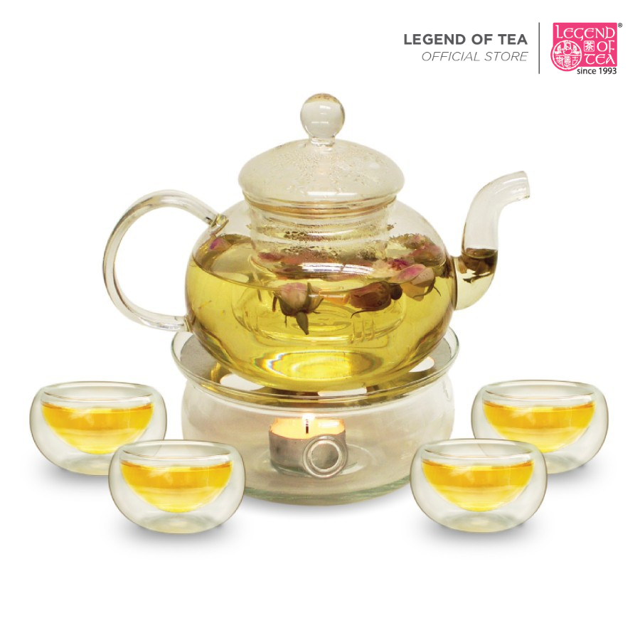 Lots® Glass Teapot Warmer Set with Infuser and Tea Cups | Shopee Malaysia