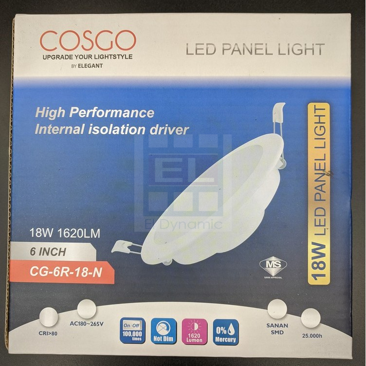 COSGO LED Downlight 6" 18W 6500K Round Recessed | Shopee Malaysia