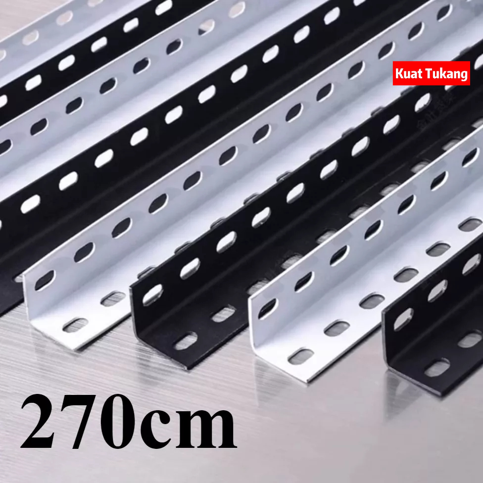 Besi Rak Lubang 270cm / Slotted Angle Bar / Shelf Shelves DIY ...
