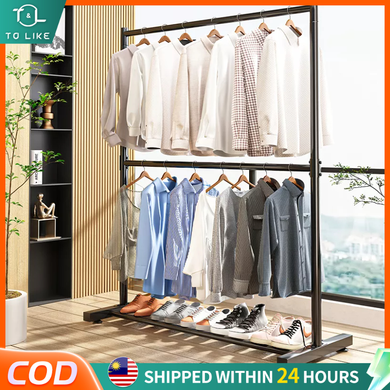 Double Layer Hanging Organizer Rack Cloth Clothes Rack Clothes rail ...
