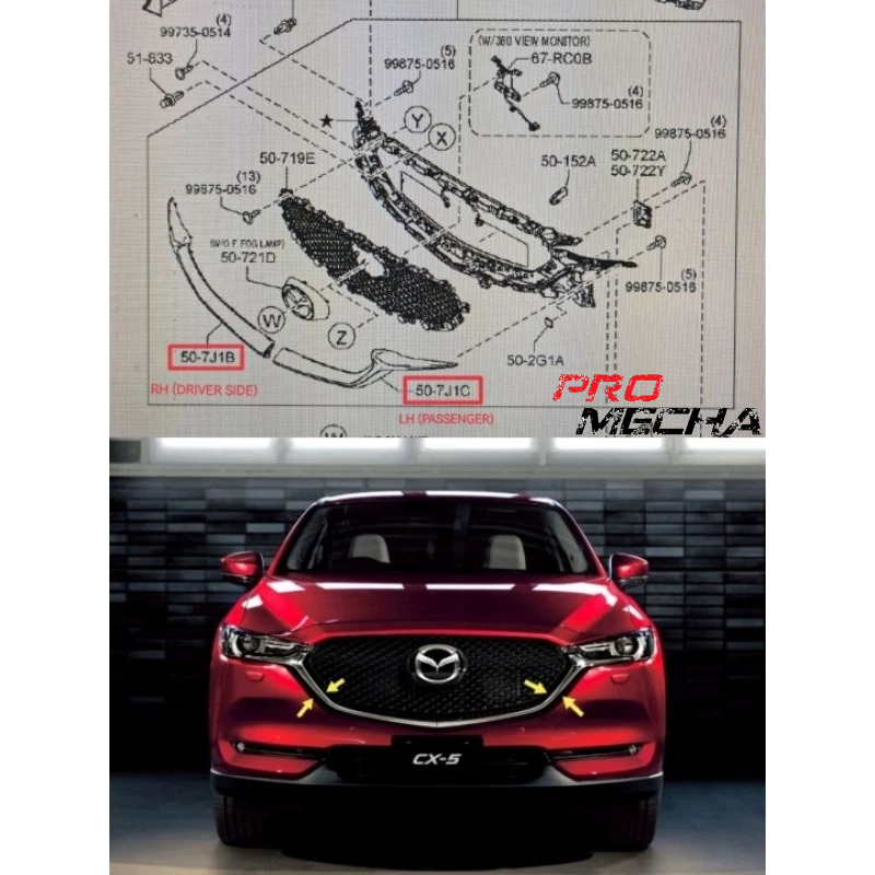 ORIGINAL MAZDA CX5 FRONT GRILLE MOULDING RH /LH (CHROME) CX-5 2019 ...