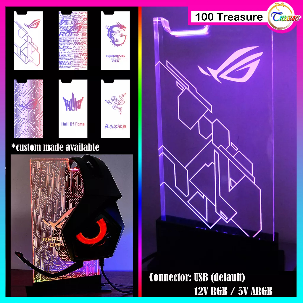Preorder: Custom made Design RGB Headphone Holder Headset Stand (USB ...
