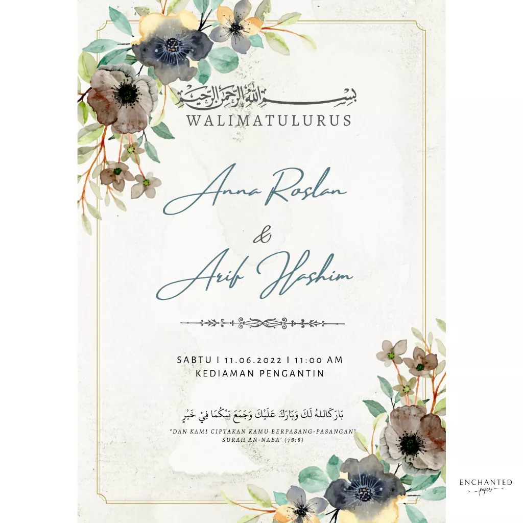 Design1 Wedding Card Digital Kad Kahwin Digital Engagement Majlis Tunang Floral Aesthetic
