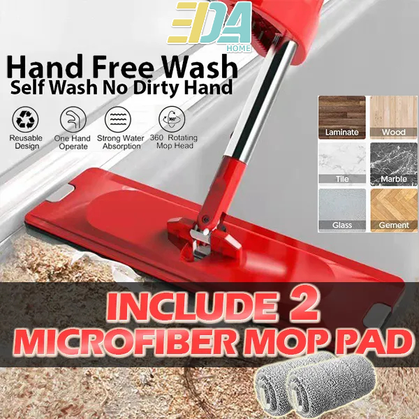 New Upgraded Multifunction Hand Wash Free Flat Mop Microfiber Mop ...