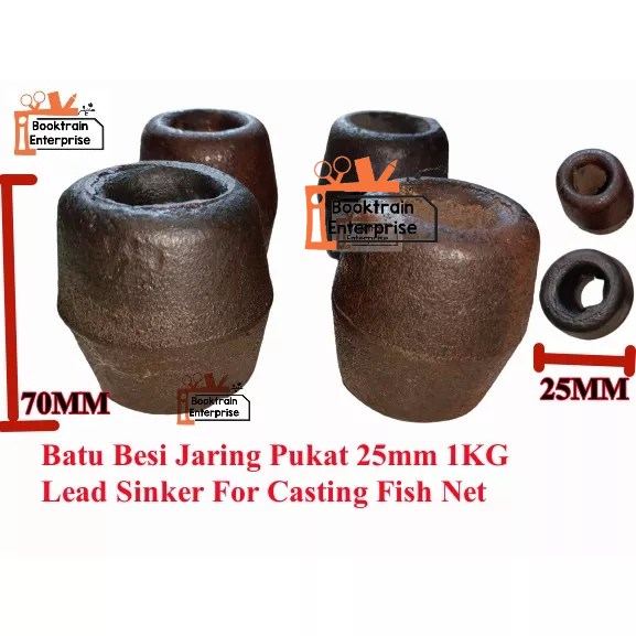 Batu Besi Jaring Pukat 25mm 1KG/Batu Ladung Pantai/ Perforated Lead ...