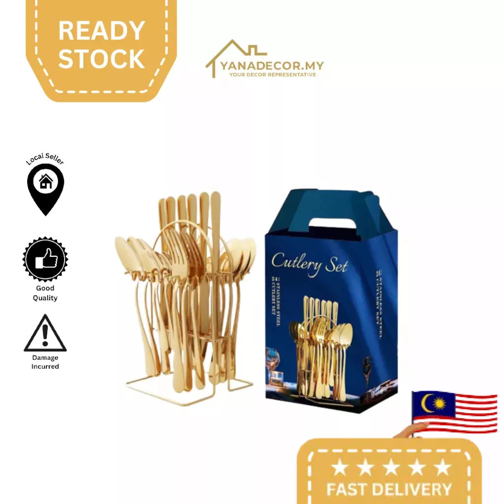 [READY STOCK]Set Sudu Garfu Pisau Set Peralatan Makan - Cutery Set 24 ...