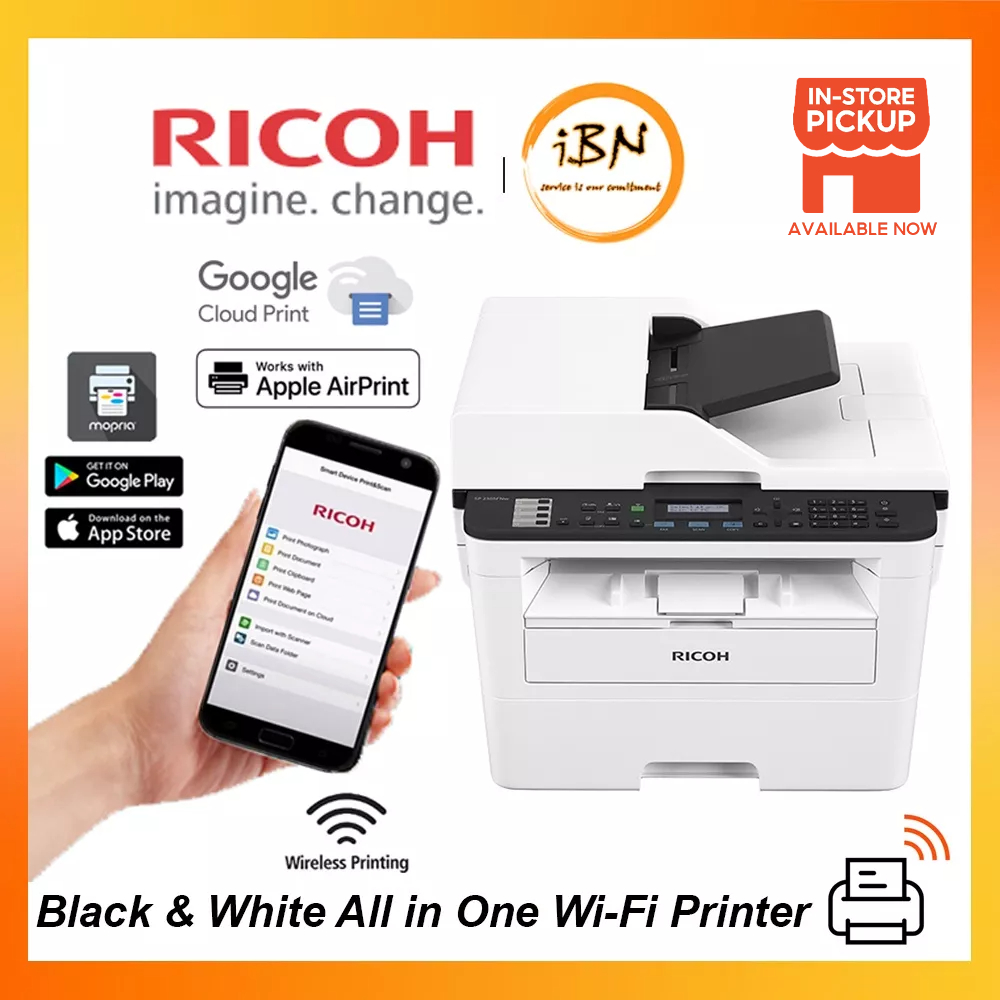 RICOH SP230SFNW MONO ALL IN ONE PRINTER WITH FAX AND MOBILE PRINTING ...