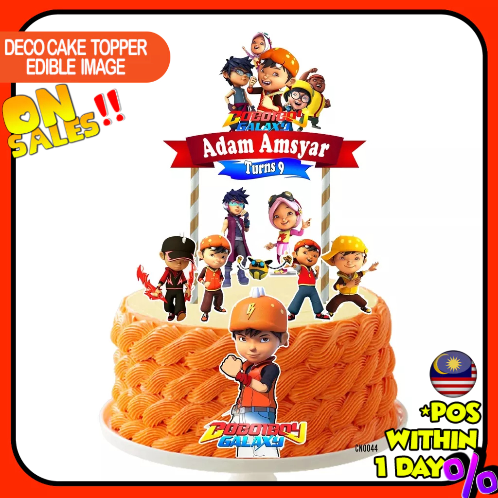 [CUSTOM NAME] Happy Birthday Cake Topper Boboiboy Decoration Set Party ...