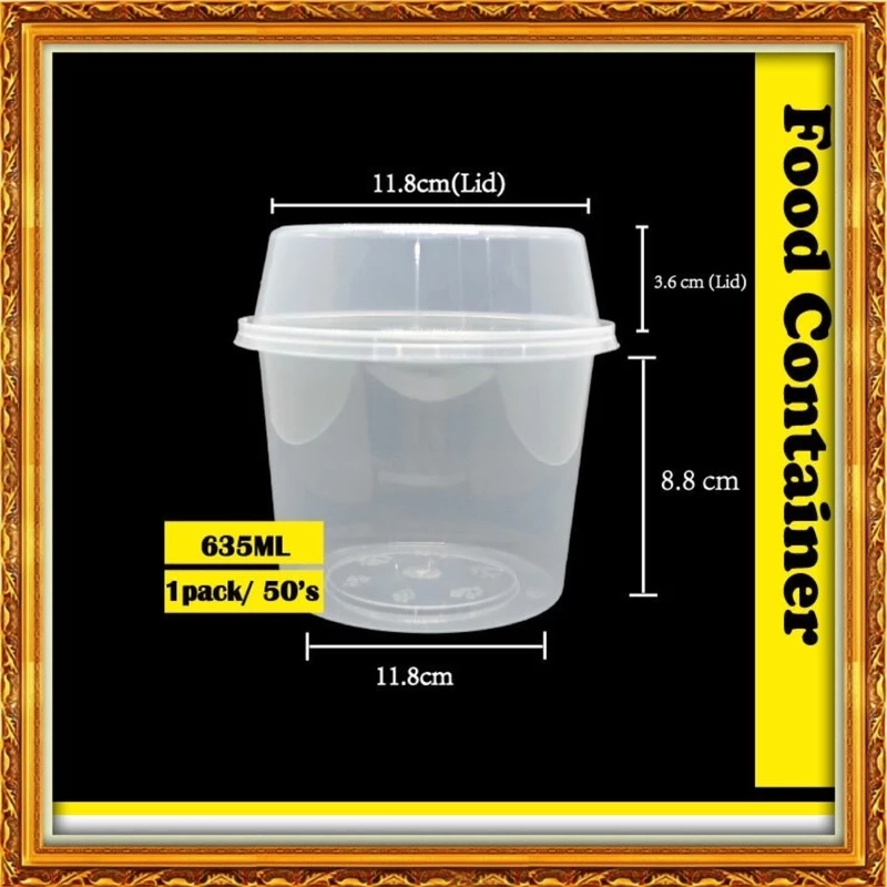MS20 MS25 Round Container with Dome Lid ( 50sets± ) Disposable Plastic ...