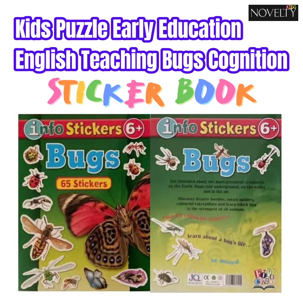 Kids Learn Bugs English Stickers Book A4 Buku Pelekat Kognisi Pepijat ...