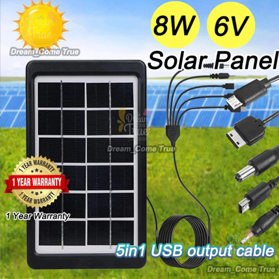 8W 6V Polycrystalline Silicon Solar Panel 8W Solar Panel with Stand Waterproof Multiple Charging ...