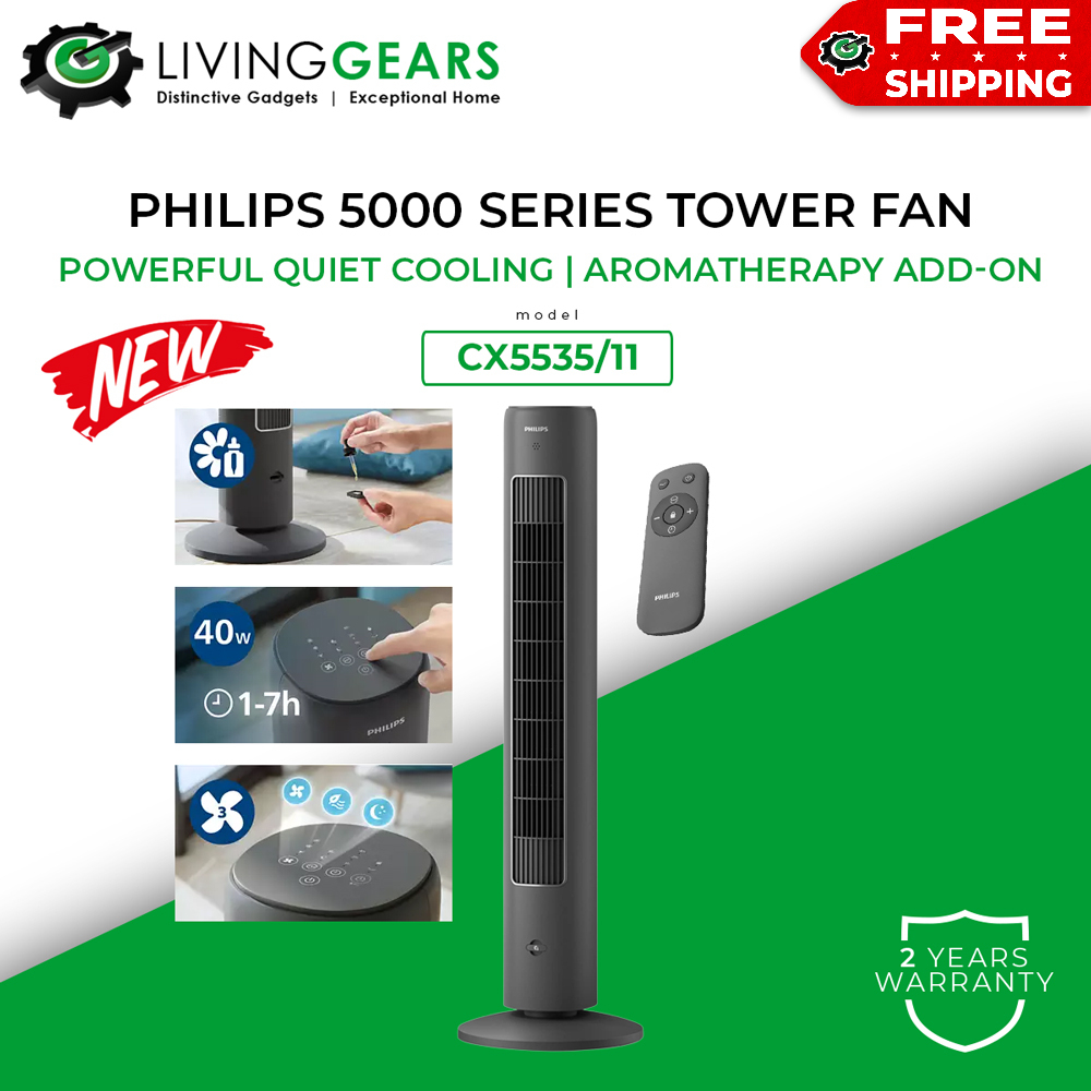 [NEW] Philips Tower Fan 40W (CX5535/11) 3 Speed | 40W Oscillation ...