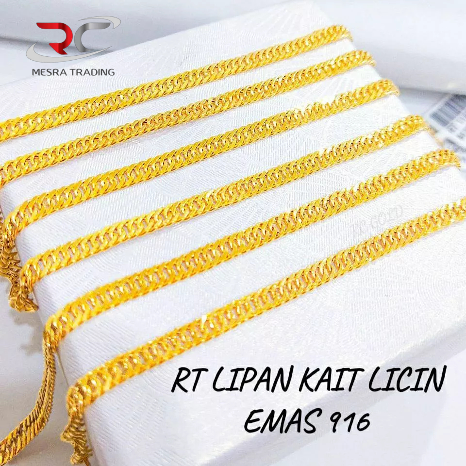 RANTAI TANGAN LIPAN KAIT DUA LICIN 1GM EMAS TULEN 916 RT K2 KOSONG EMAS ...