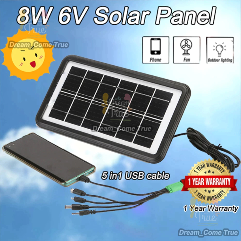 8W 6V Silicon Solar Panel 8W Solar Panel with Stand Waterproof Multiple ...