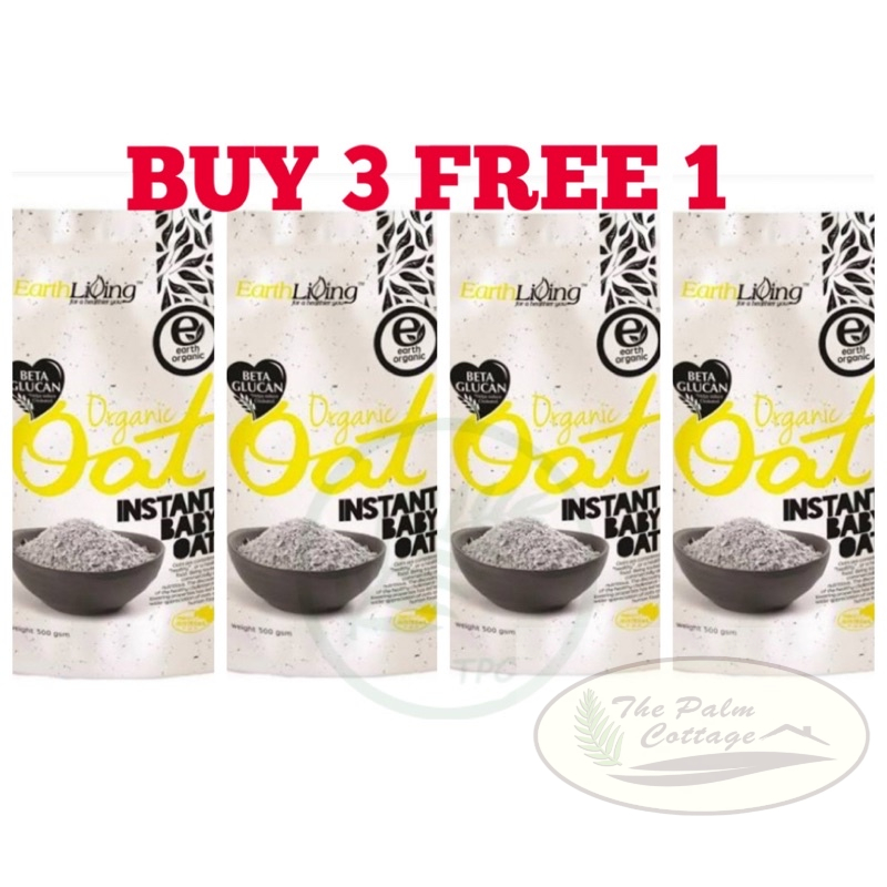 [BUY 3 FREE 1] Earth Living Organic Instant Baby Oat 500G X 4 Packs ...