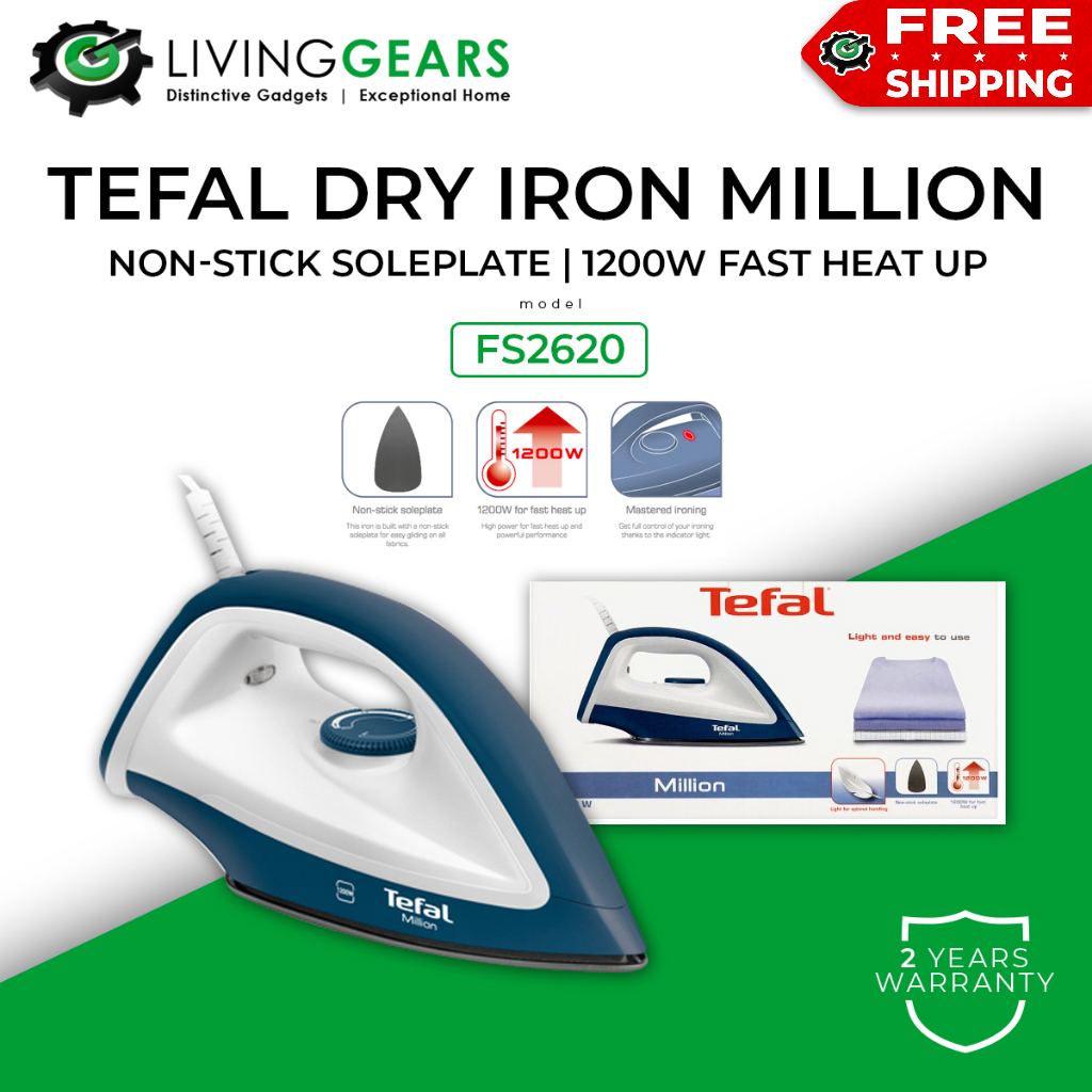 Tefal Easygliss Dry Iron (1200W) FS4030/Tefal Million Dry Iron FS2620 / Electrolux 1300W Dry ...