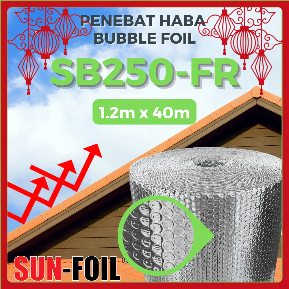 SUNFOIL SB250-FR (1.2m x 40m) Bubble Foil Series Bubble Aluminium Foil ...