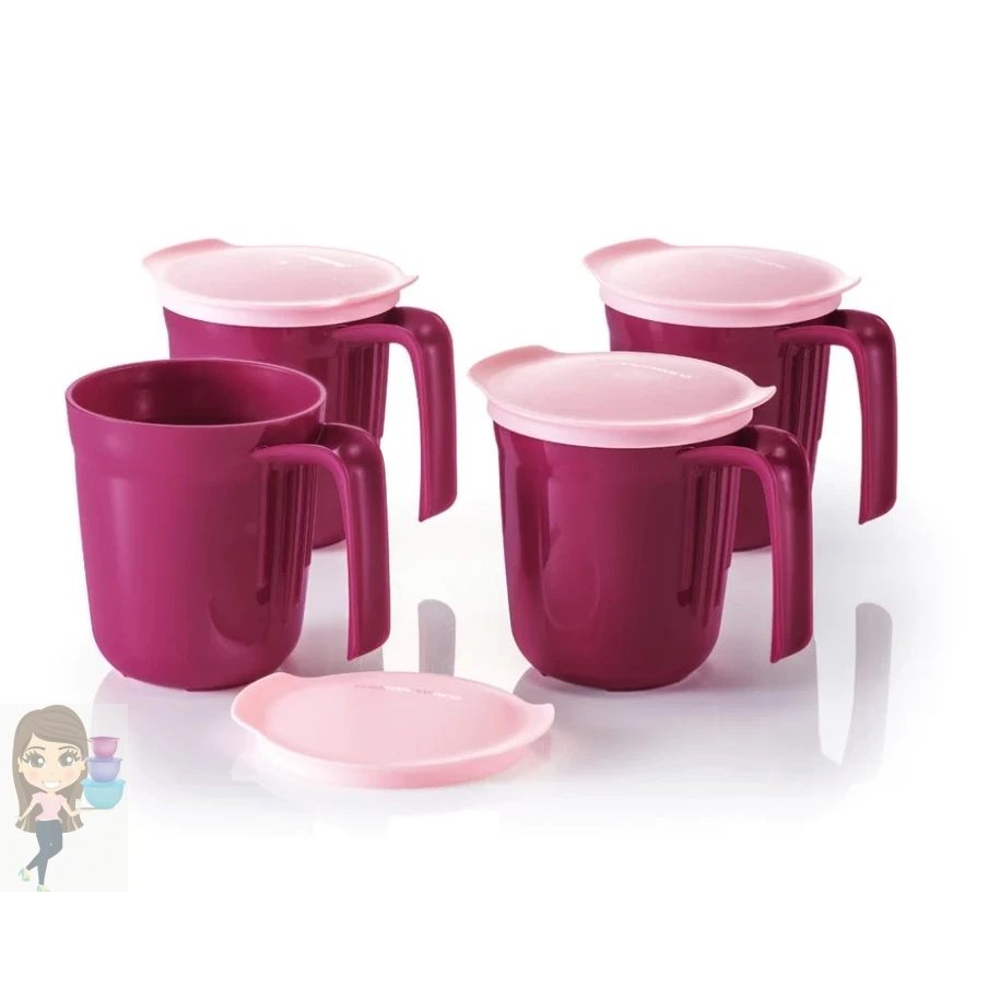 Tupperware Gourmet Mugs (4) 400ml with Seal (Ready Stock) | Shopee Malaysia