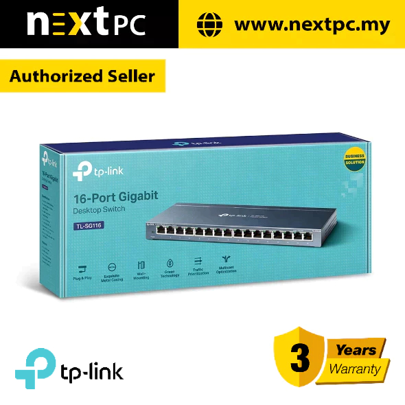 [Ready Stock] TP-LINK TL-SG116 16-Port Gigabit Desktop Switch/ 3 Years ...