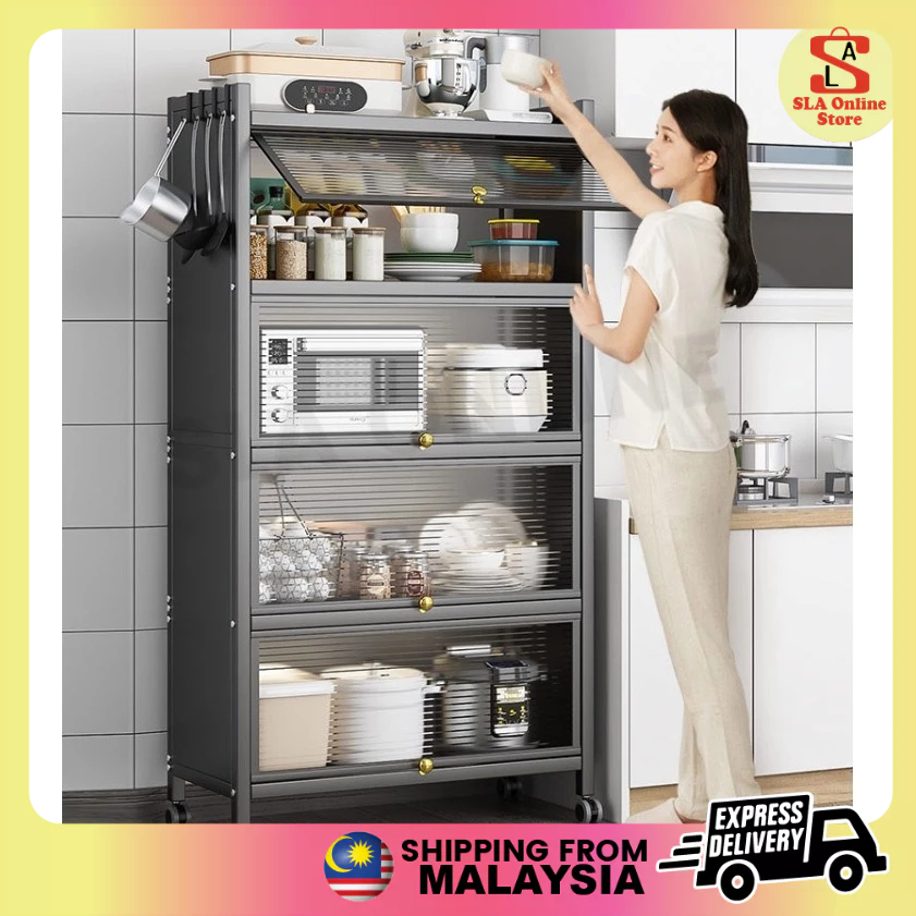 3/4/5 TIER RACK DAPUR FOLDABLE STORAGE/ RODA RAK /CABINET STORAGE ...