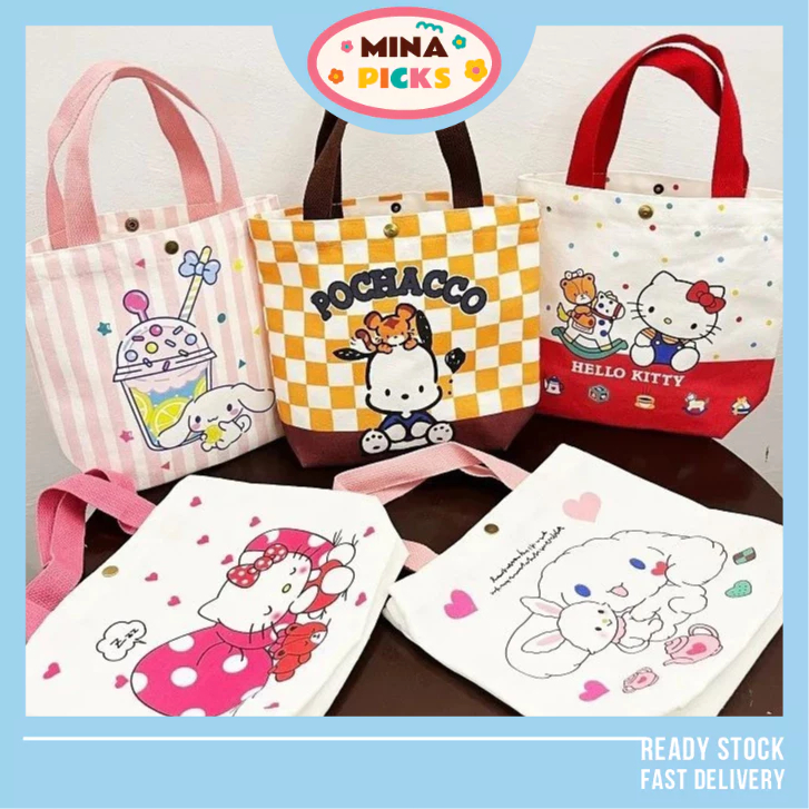 Beg tote Beg Kain Kartun Kuromi Canvas Tote Bag | Woman and Student ...