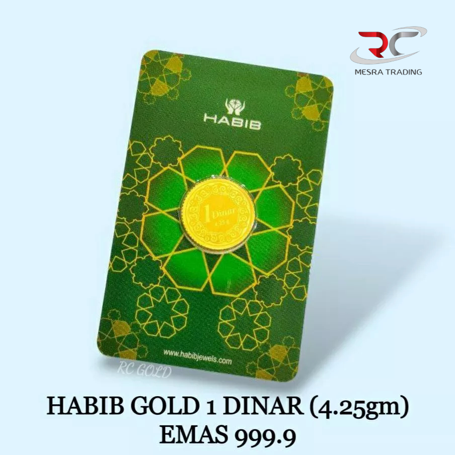HABIB GOLD 1 DINAR GOLD BAR 999.9 4.25GM GOLD BAR 999.9 FINE GOLD PG ...
