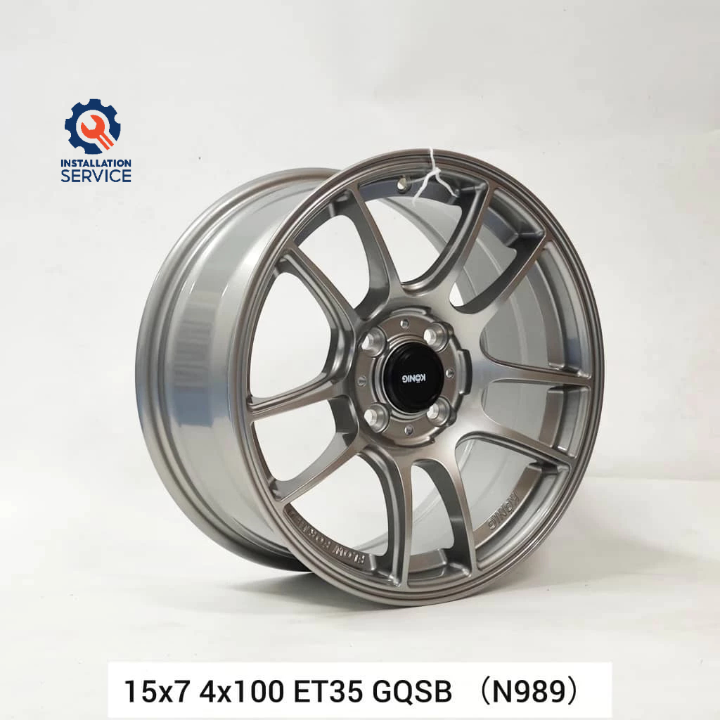 【Installation Available】Konig N989 15x7 4x100 ET35 GQSB/BDRD &18x8.5 5x114.3 ET42 GQSBK SPORT ...