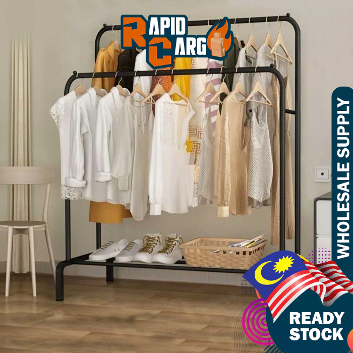 Heavy Duty Double Rod Clothing Hanger Rack Cloth Laundry Rack Ampaian ...