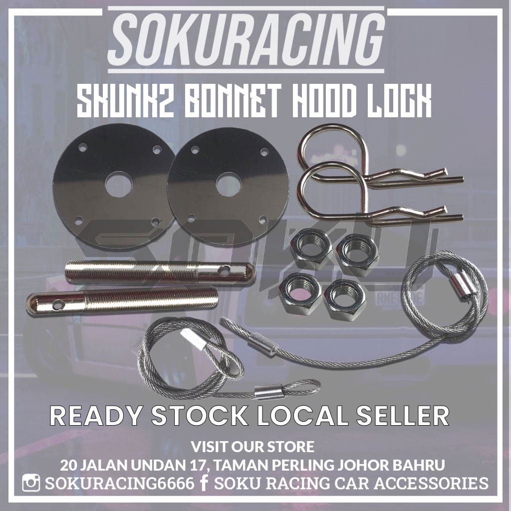 SKUNK2 BONNET HOOD LOCK PIN METAL UNIVERSAL FOR ALL CAR CARBON FIBER ...