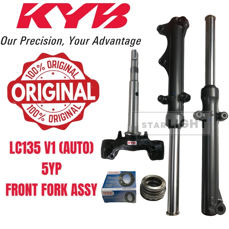 YAMAHA LC135 V1 (5YP) 100% ORIGINAL (AUTO) FRONT FORK ASSY GREY KYB FORK T UNDER BRACKET AAP ...