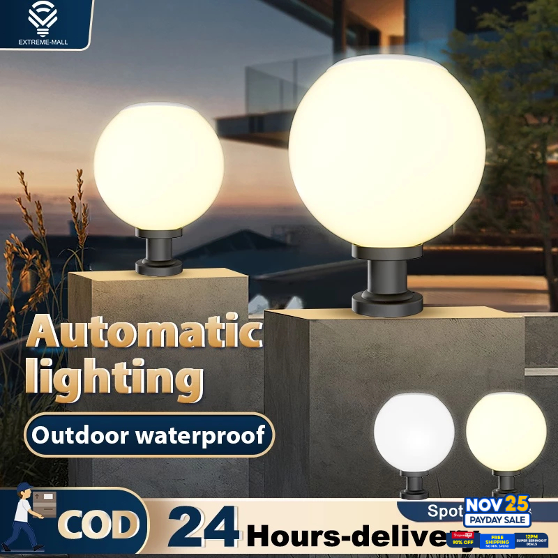 Ready Stock Garden Light Round Solar Pillar Lamp Outdoor Courtyard New ...