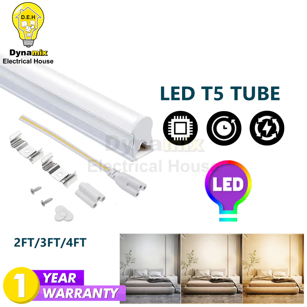 LED T5 Tube 2/3/4FT | 10/15/20W | Full Set Accessories | Ceiling Wall ...