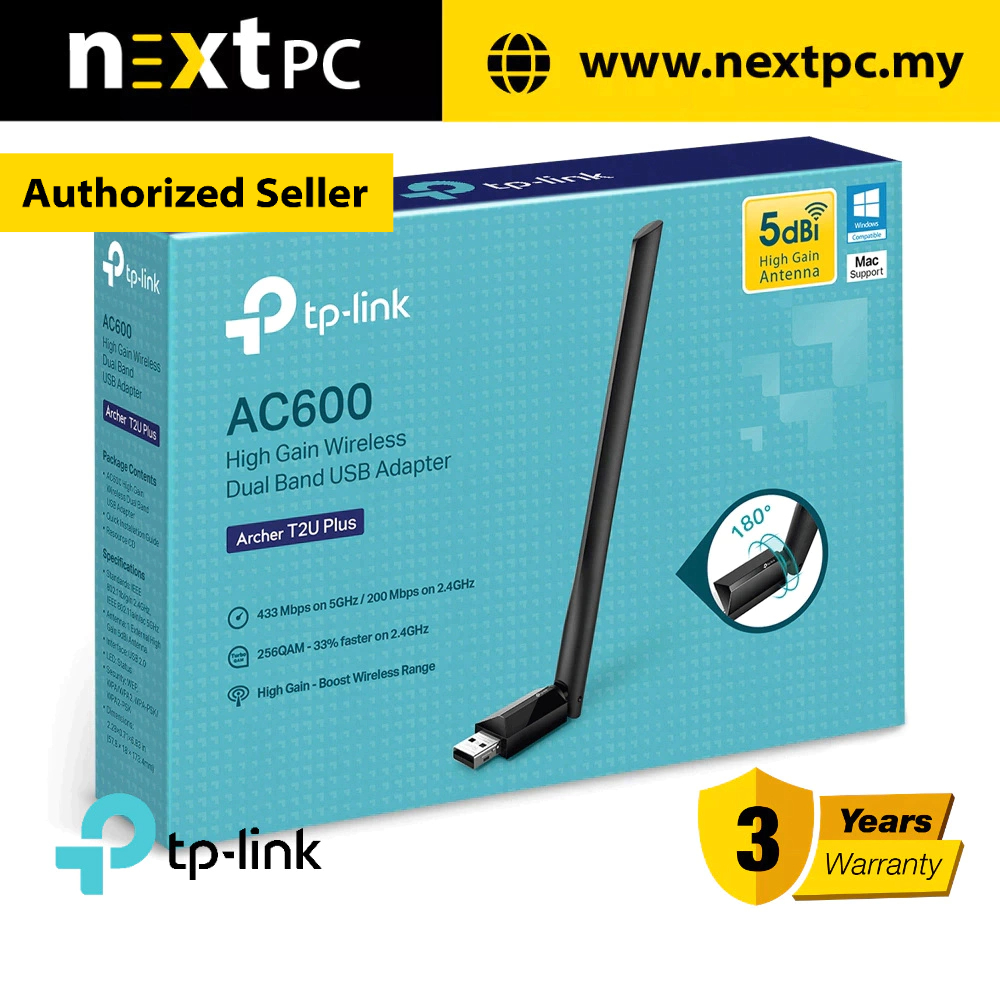 [Ready Stock] TP-LINK Archer T2U Plus AC600 High Gain Wireless Dual ...