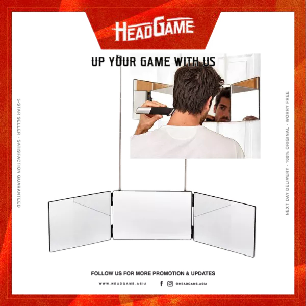 Self Hair Cut 360 Degree Viewing Angle Practice Mirror Wall-mounted 3 ...