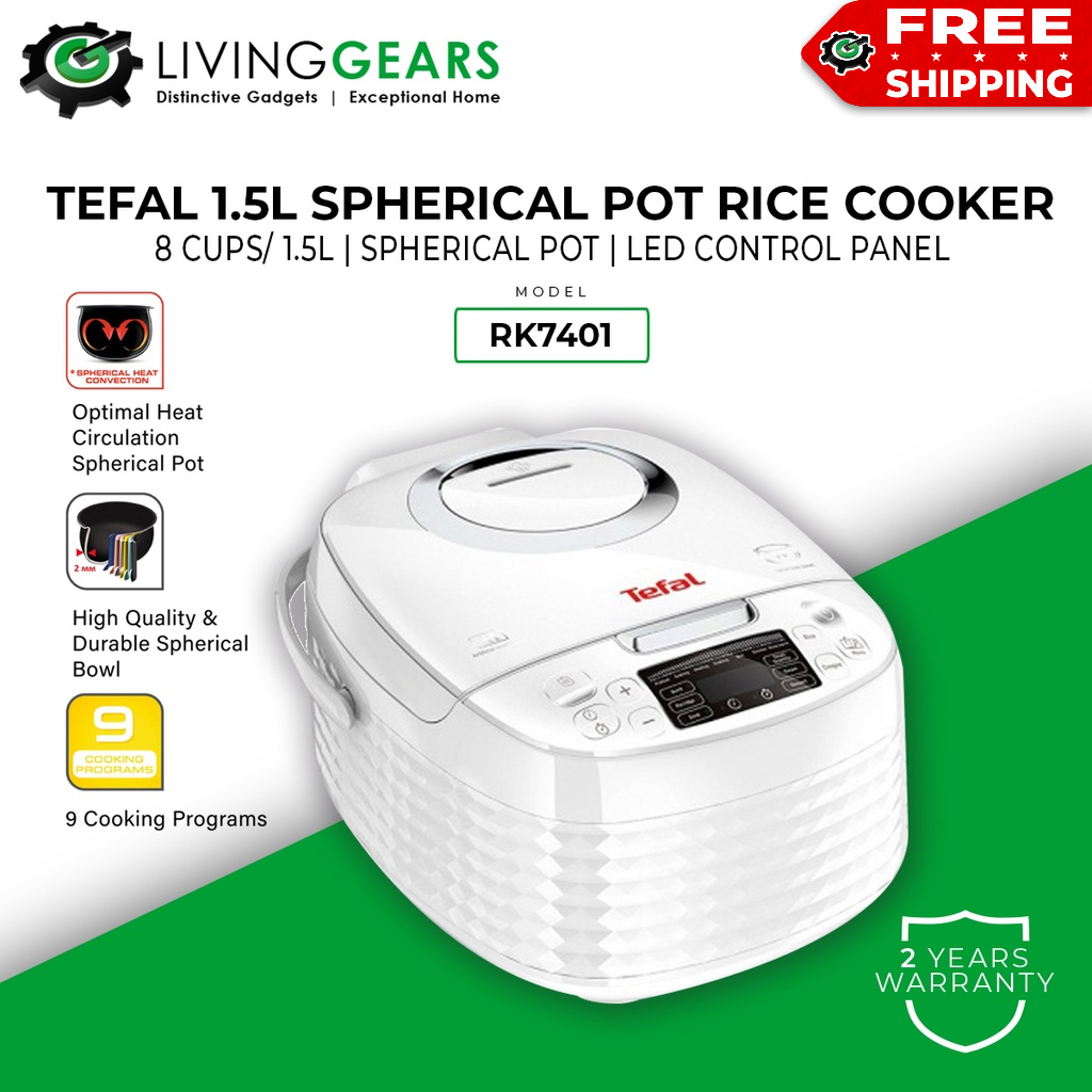 Tefal Spherical Pot Digital Rice Cooker (1.8L/10 Cups) RK7321 RK7521/(1 ...