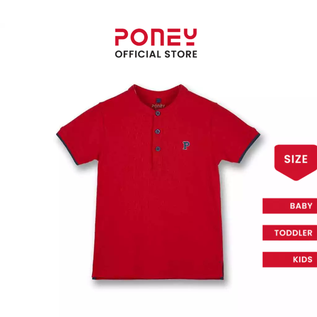 Poney Baby Boys Red Smarty Henley Collar Short Sleeve Polo | Shopee ...