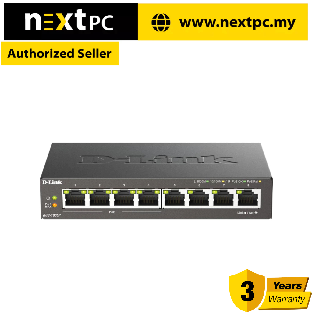 [Ready Stock] D-LINK 8-Port Gigabit PoE Unmanaged Desktop Switch DGS ...