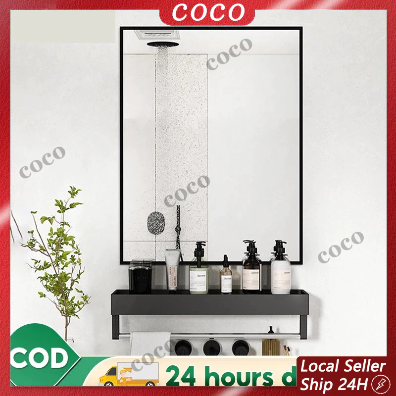 COD Rectangle Bathroom Mirror Wall Toilet Decorative Mirror Aluminium ...