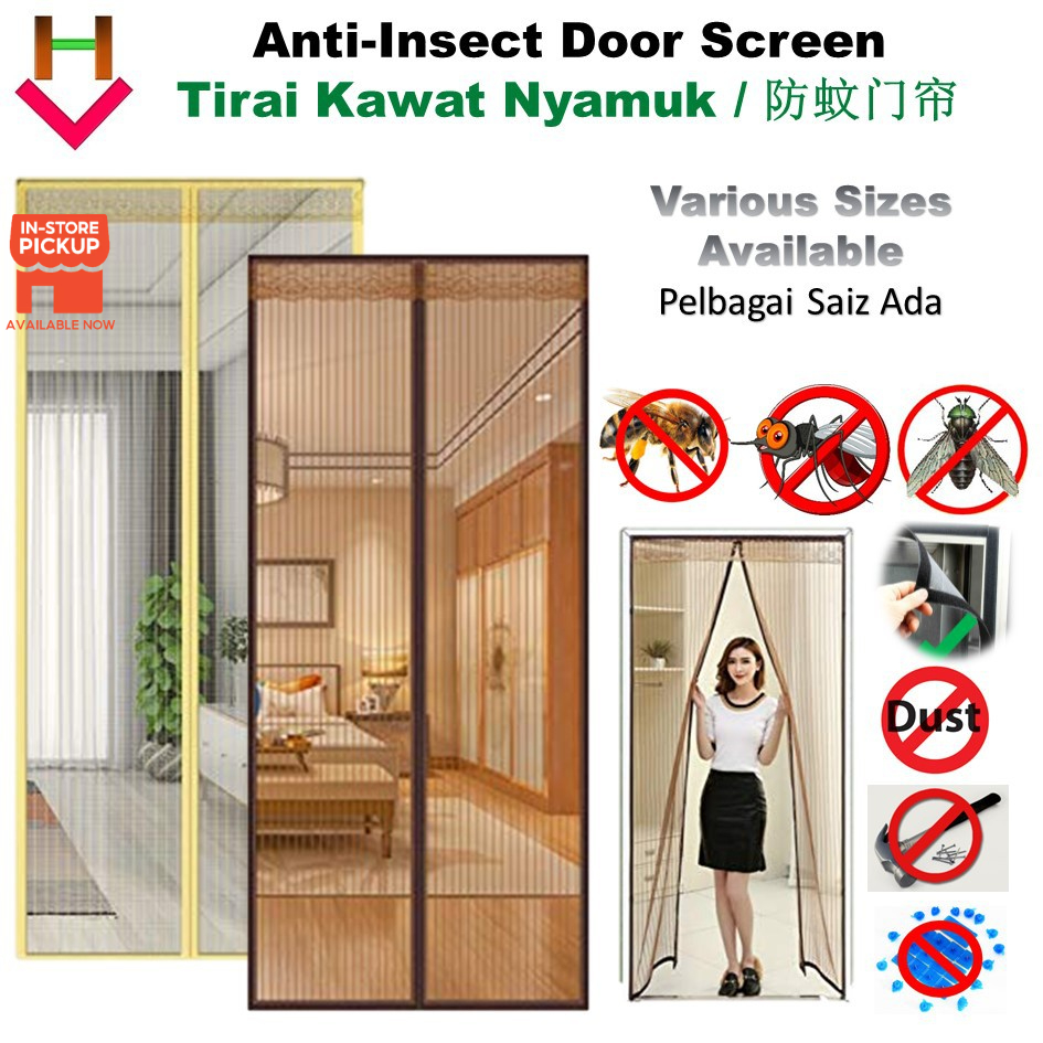 Anti Mosquito Net Tirai Kawat Nyamuk Anti Nyamuk Door Mesh 磁铁静音 防蚊门帘 门纱 ...