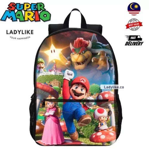 SuperMario Backpack Cartoon School Bag Boy and Girl Anime Gamer Mario ...