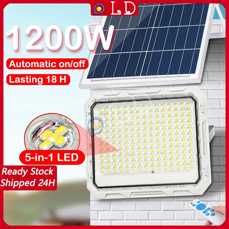 Lampu Solar 1200W 5-in-1 LED IP67 Waterproof Solar Light Outdoor ...