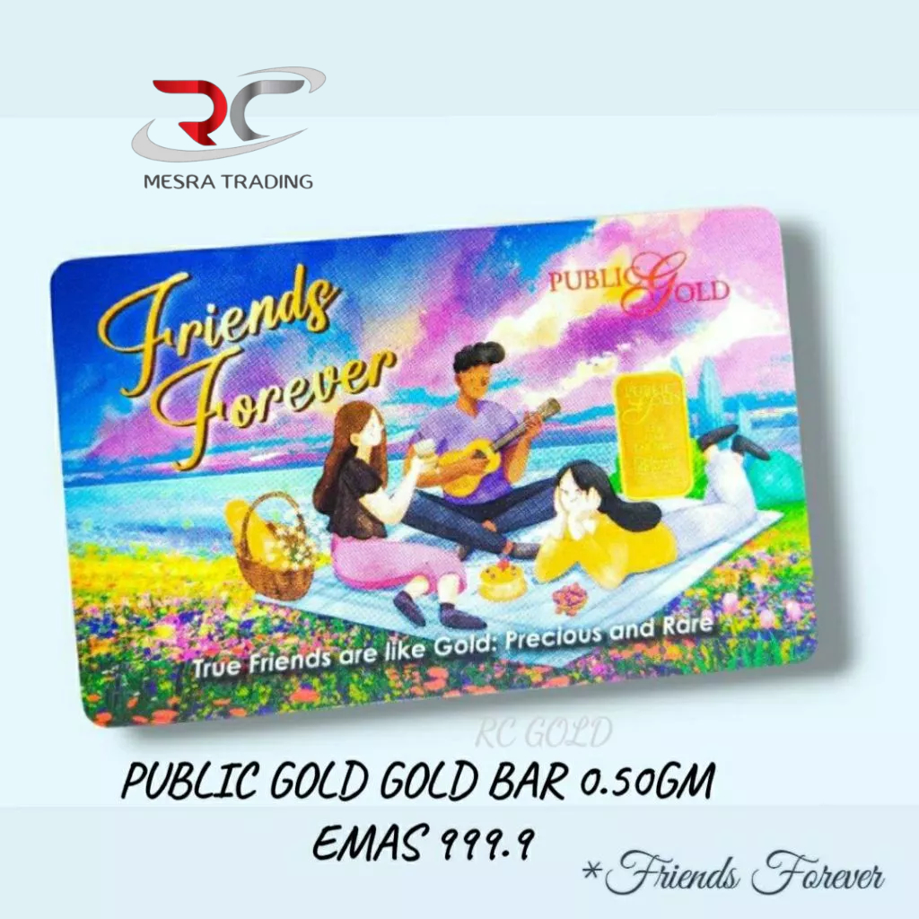 PUBLIC GOLD 0.50GM GOLD BAR EMAS 999.9 FRIENDS FOREVER BULLION BAR 0.5G ...