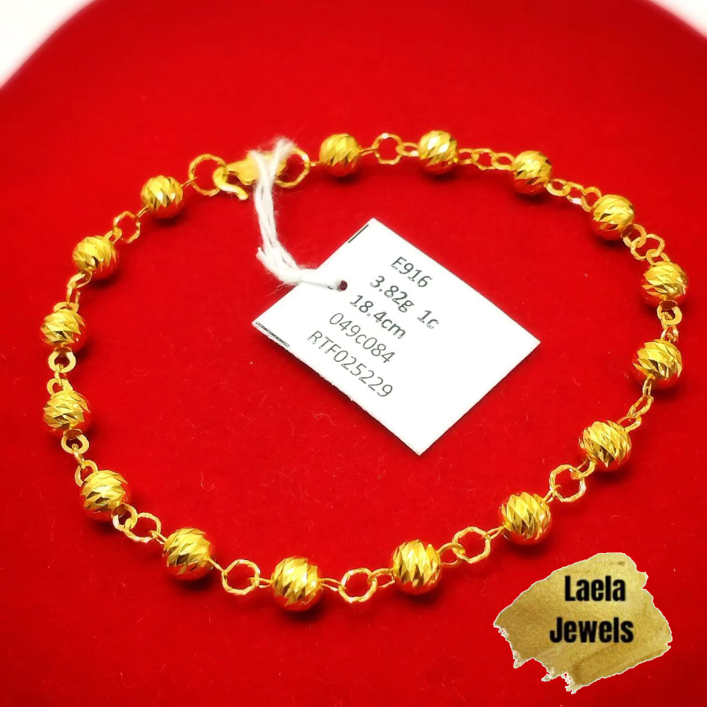 LAELA RANTAI TANGAN BERBOLA HOLLOW EMAS TULEN 916 GOLD BRACELET ...