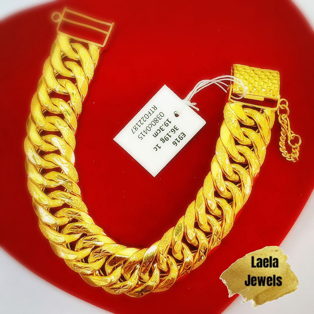LAELA RANTAI TANGAN LIPAN JEMAH HOLLOW EMAS TULEN 916 GOLD BRACELET ...