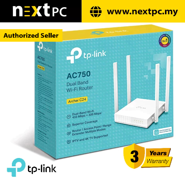 [Ready Stock] TP-LINK ARCHER C24 AC750 Dual-Band Wi-Fi Router / 3 Years ...