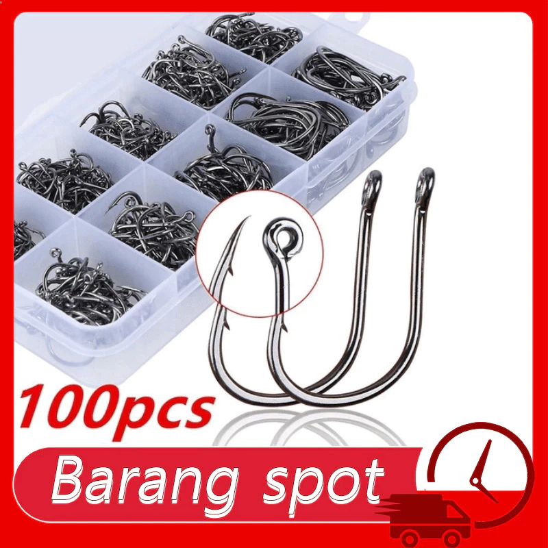 100Pcs/Box Fishing Hooks Joran Pancing Durable Head Tackle Stainless ...