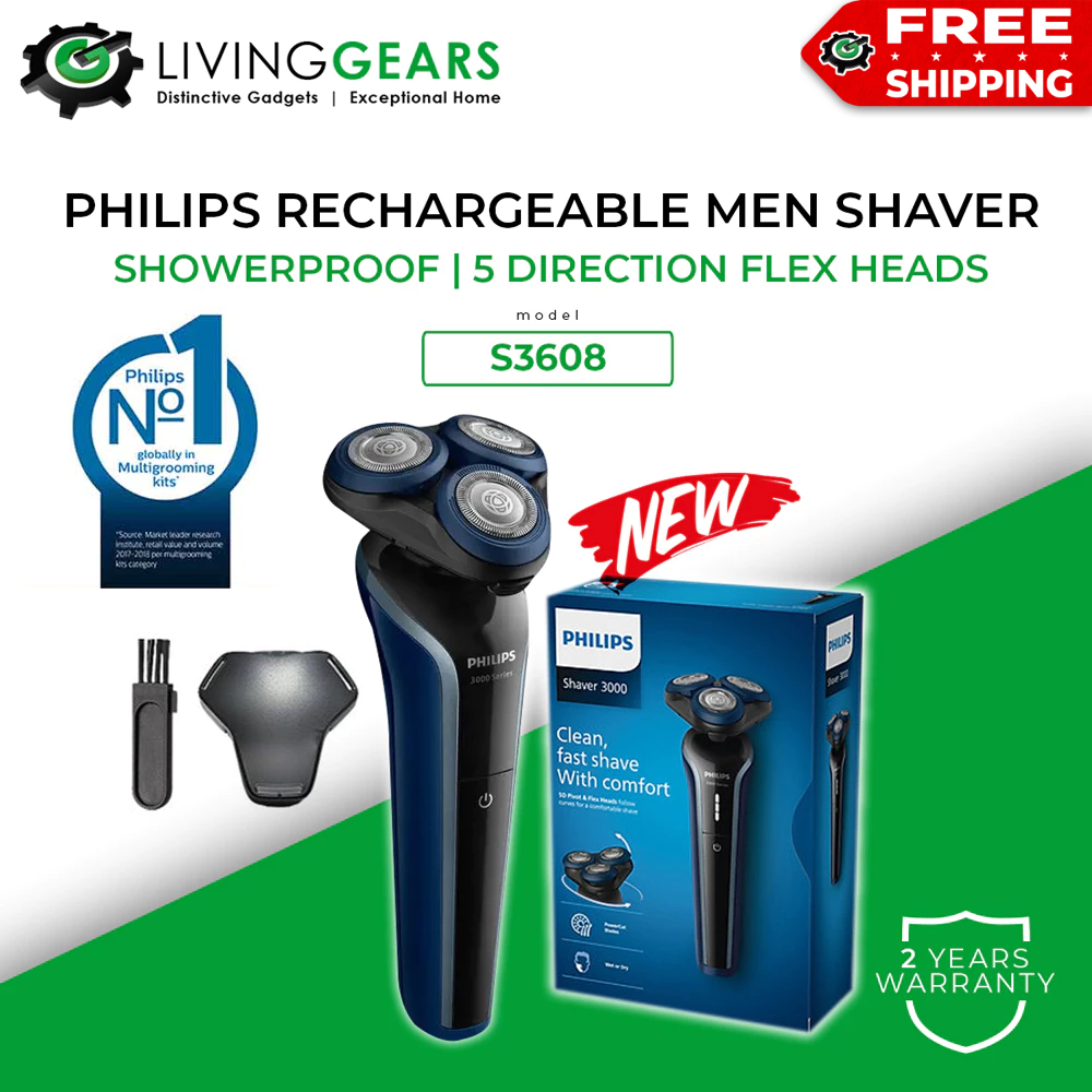 Philips S3608 Wet & Dry Electric Cordless Rechargeable Waterproof ...