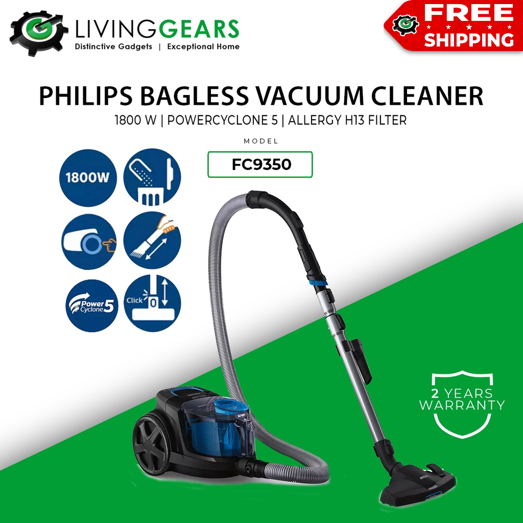 Philips PowerPro Bagless EPA 10 Filter Vacuum Power Cyclone ( FC9350 ...