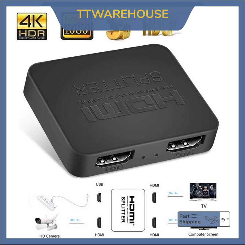 HDMI Splitter 1 in 2 out HDMI Ports 1 input 2 output Bi-Directional ...