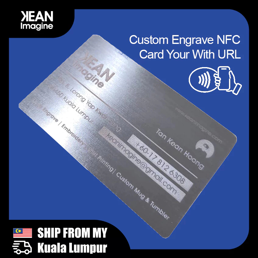 Custom PVC/Metal NFC Name Card Engraving Name/Company details -NTAG215 ...